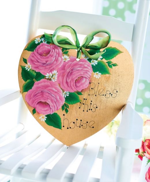 Folk Art Painted Rose Plaque Motif - Free Card Making Downloads | More ...