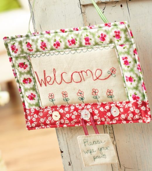 Free-Motion Stitched Welcome Sign - Free Craft Project – Stitching ...