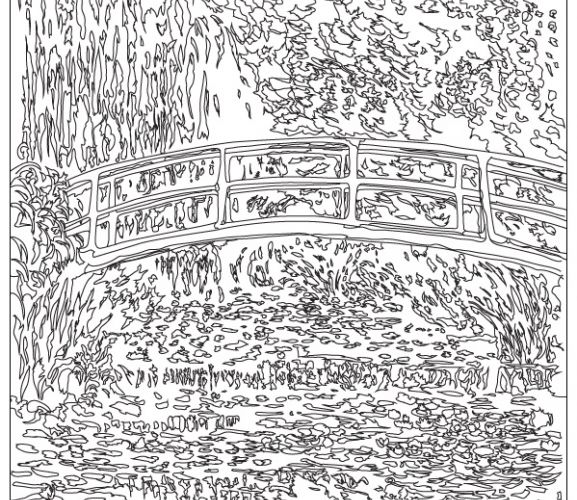 Colour Your Own Monet Illustration - Free Card Making Downloads ...